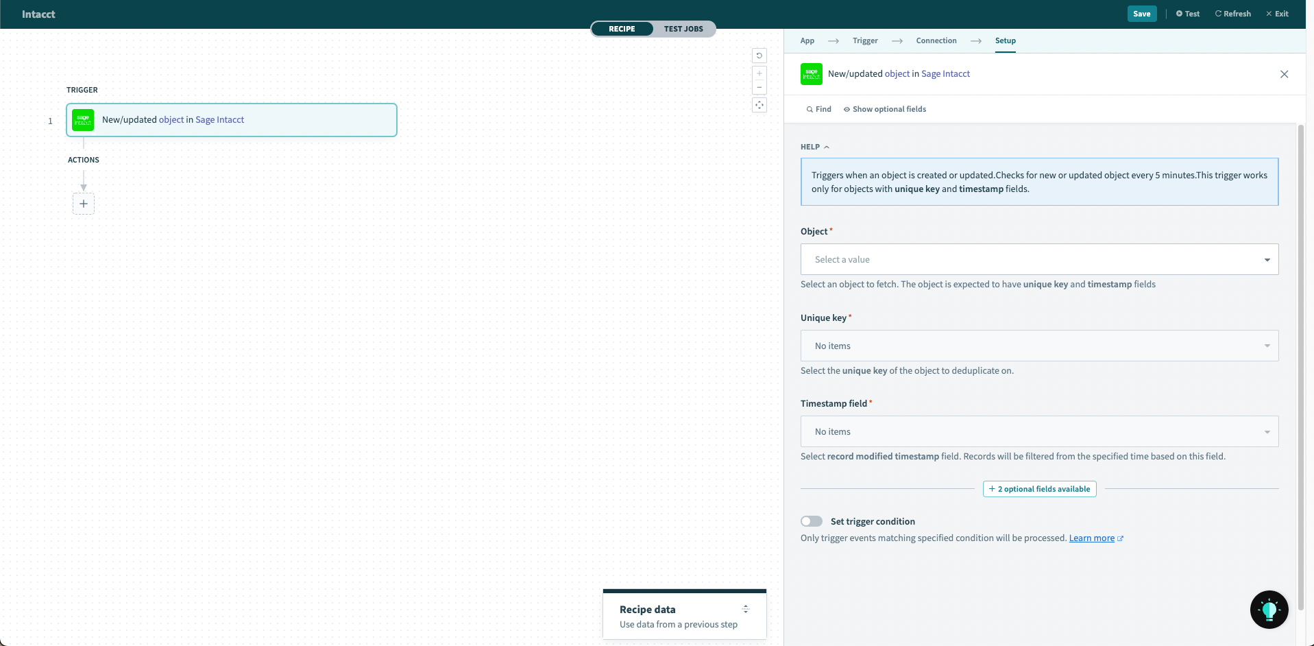 Workato Connectors Intacct New updated Object Trigger Workato Docs