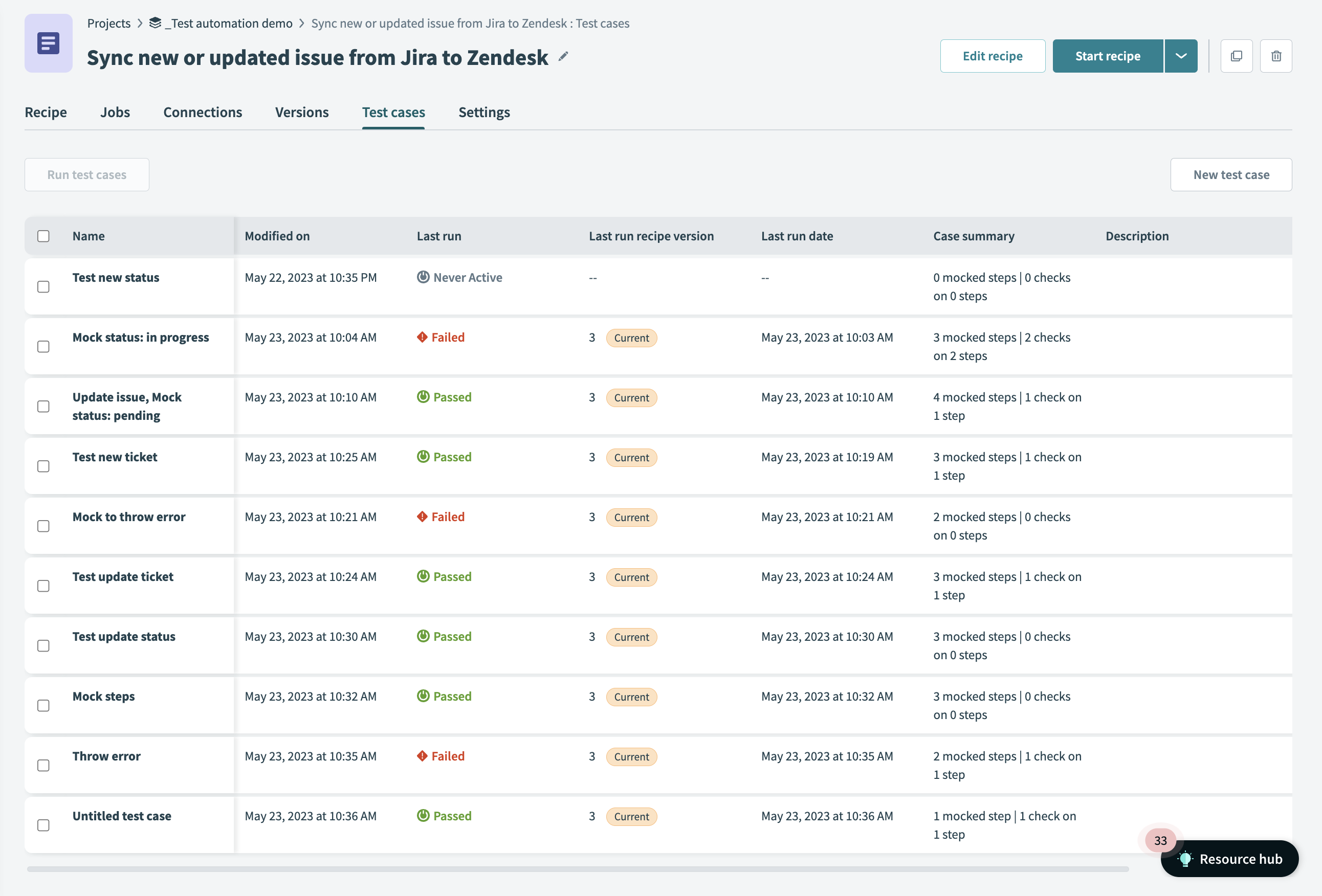 Test Automation Test Cases Overview Workato Docs